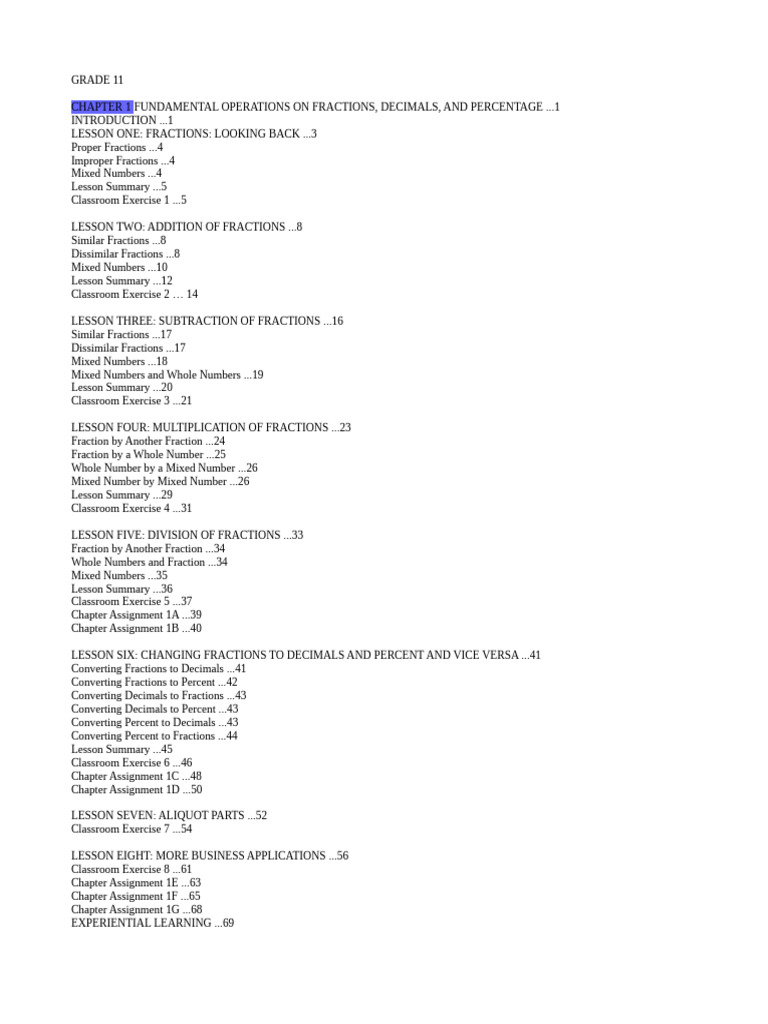 11 Business Mathematics TOC | PDF
