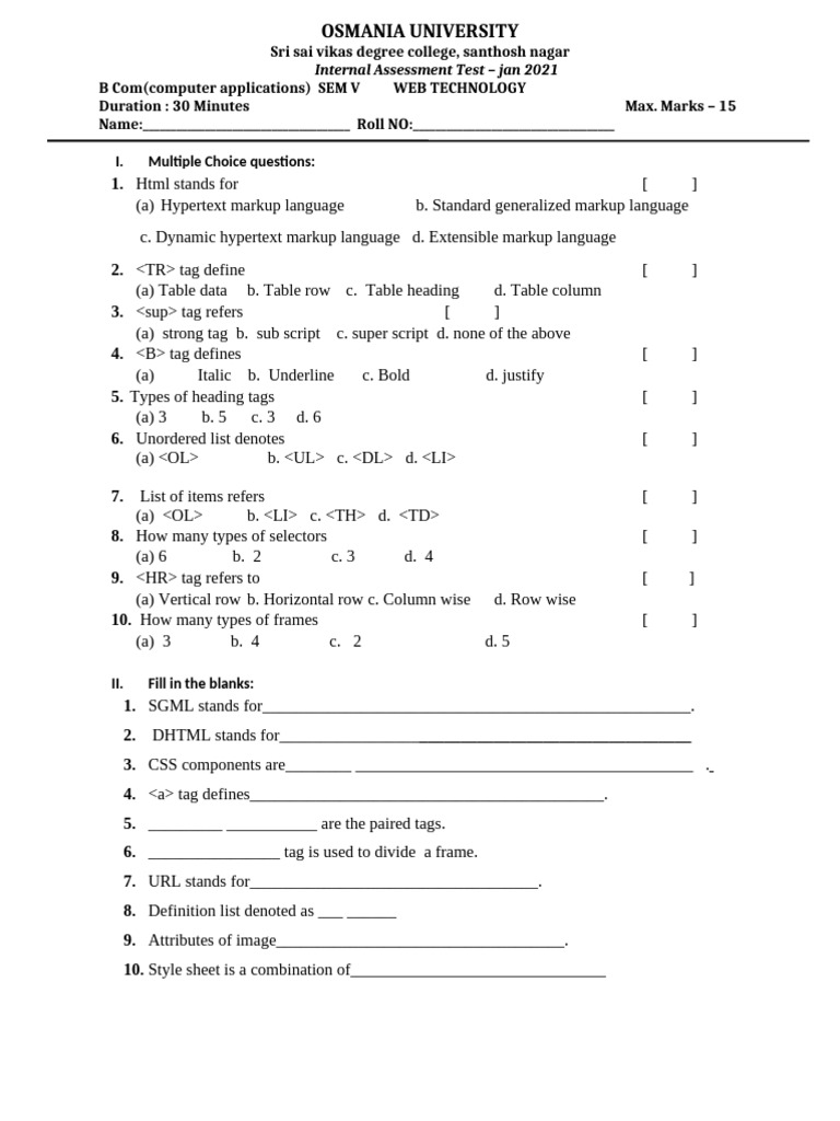 Web Internal Q Paper | PDF