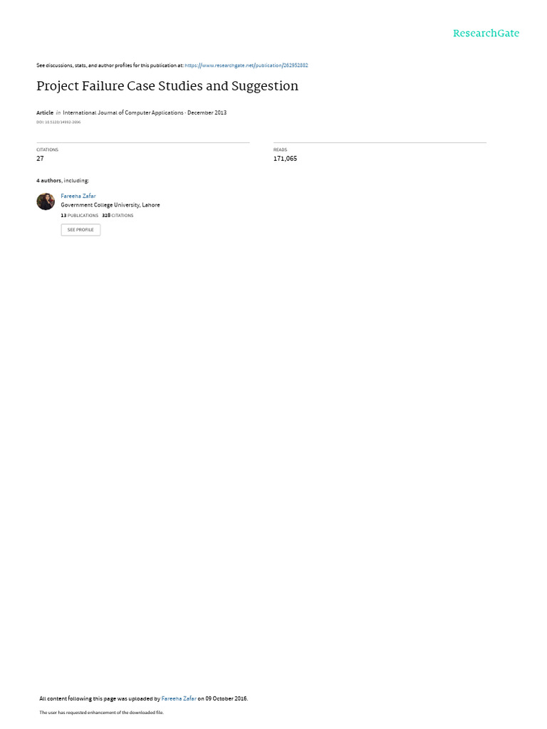 Project Failure Case Studies and Suggestion | PDF Project Failure Case Studies and Suggestion | PDF