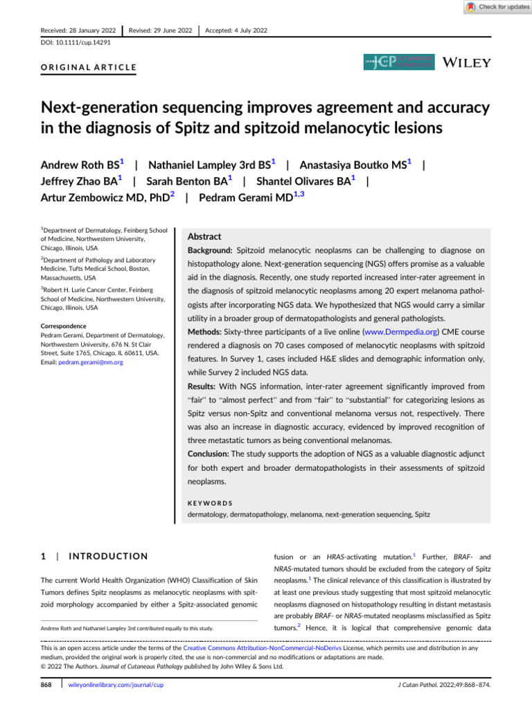 2022 Next Generation Sequencing Improves Agreement & Accuracy in The ...