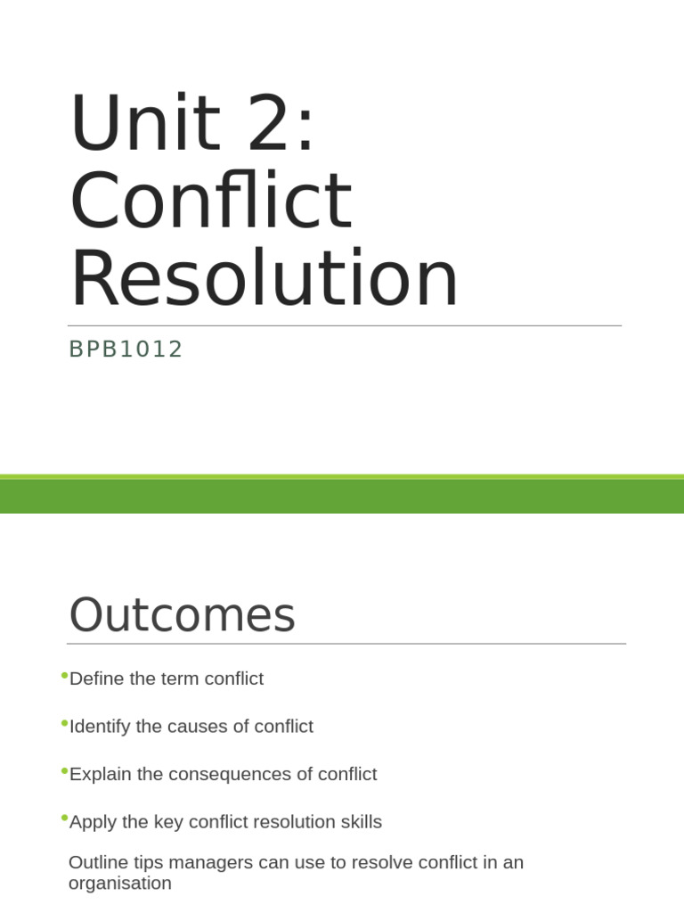 Conflict Resolution | PDF