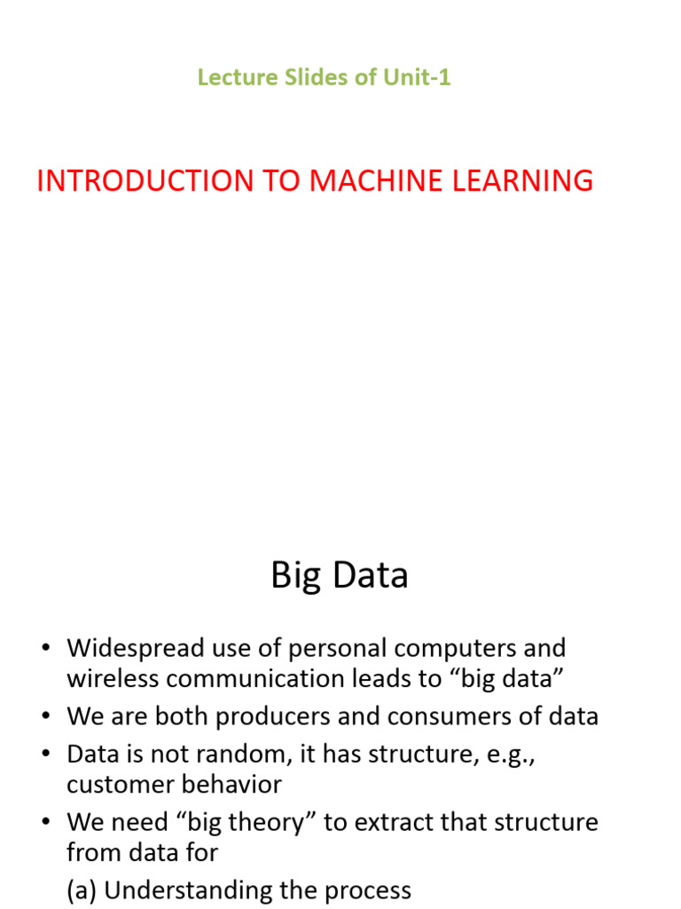U1 Introduction 2 ML | PDF