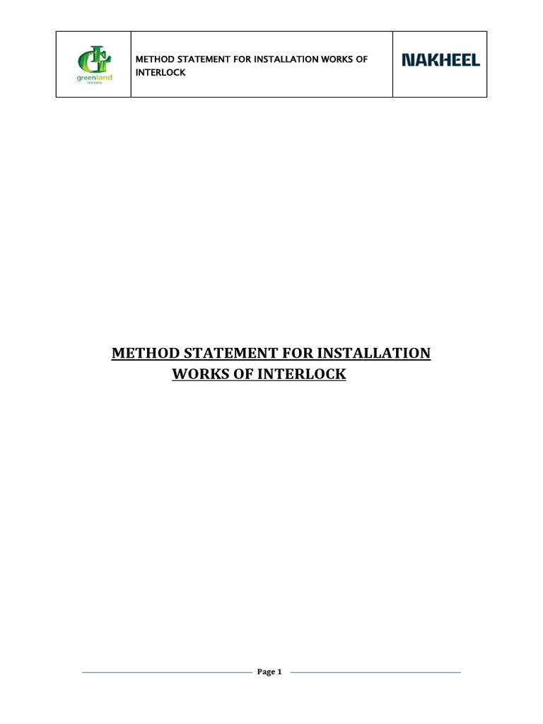 Method Statement - Interlock Works | PDF