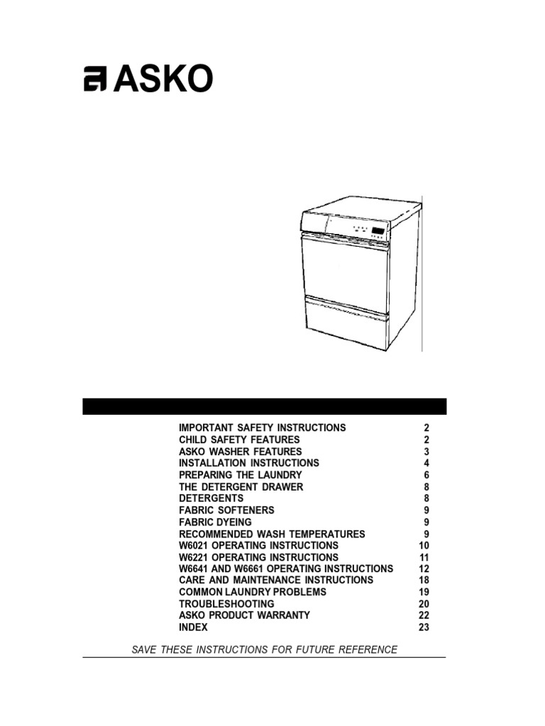 Washer Use and Care Guide: Save These Instructions For Future Reference ...