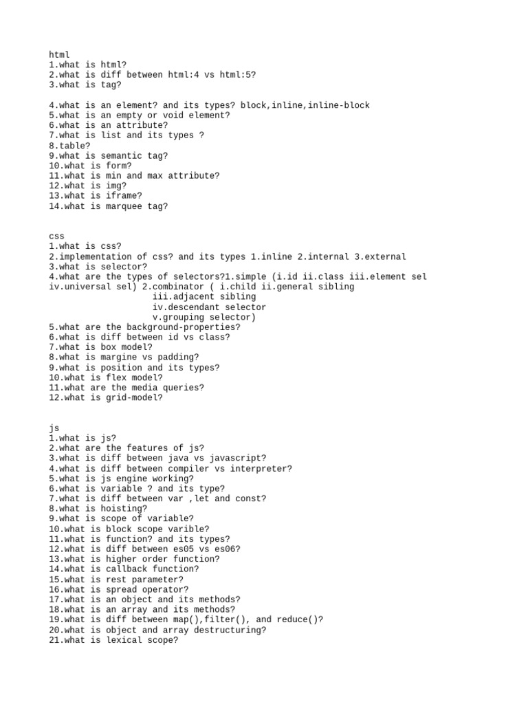 Front-End Interview Questions | PDF