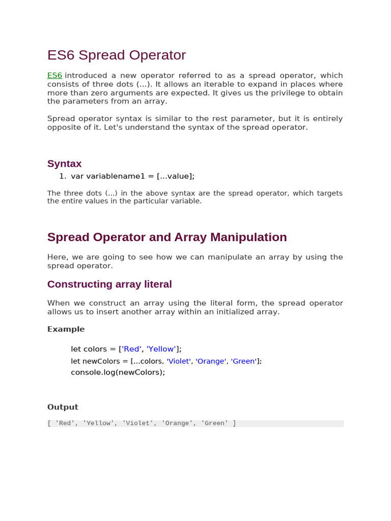 ES6 Spread Operator and Promises | PDF