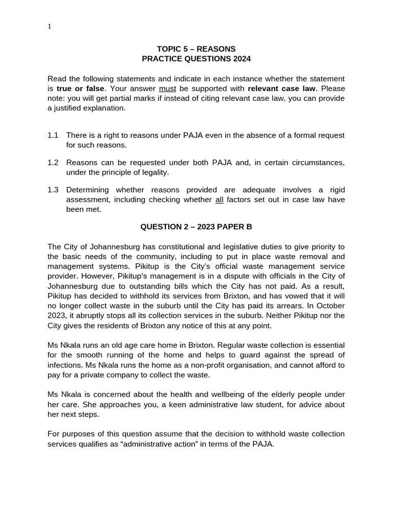 Topic 5 - Practice Questions | PDF