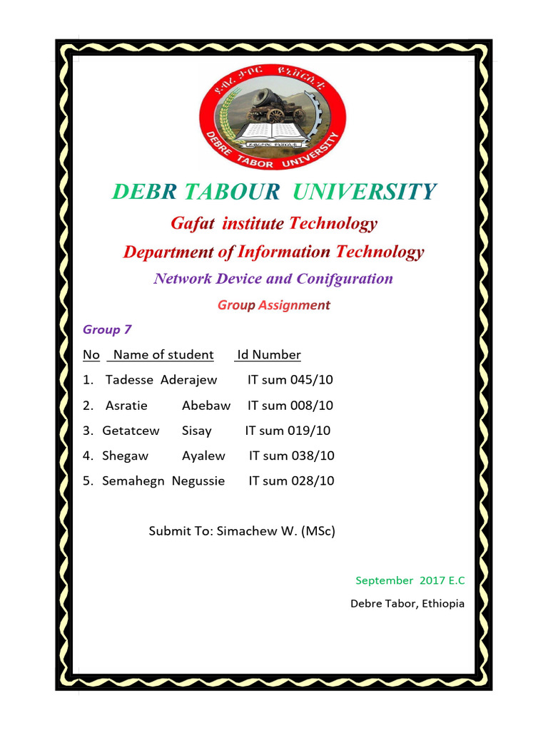 Group 7 NDC Ass | PDF | Computer Network | Teaching Methods & Materials