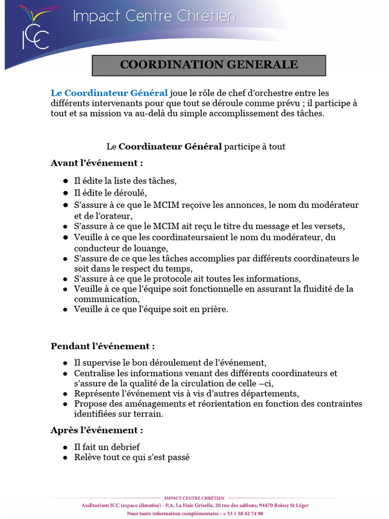 Fiche Coordination Generale | PDF
