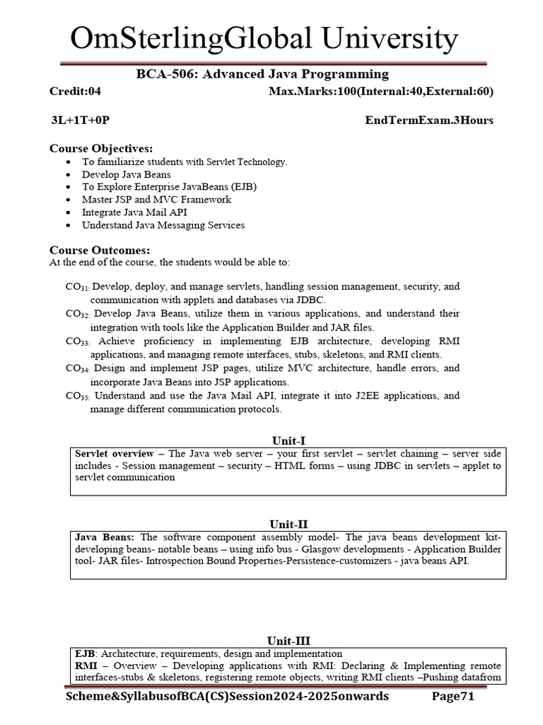 Adv Java Syllabus Theory | PDF | Java (Programming Language) | Java ...