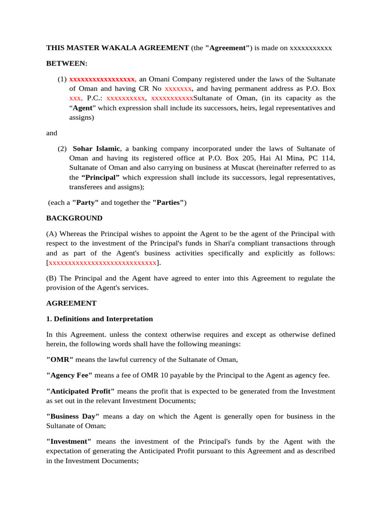 Wakala Documents | PDF