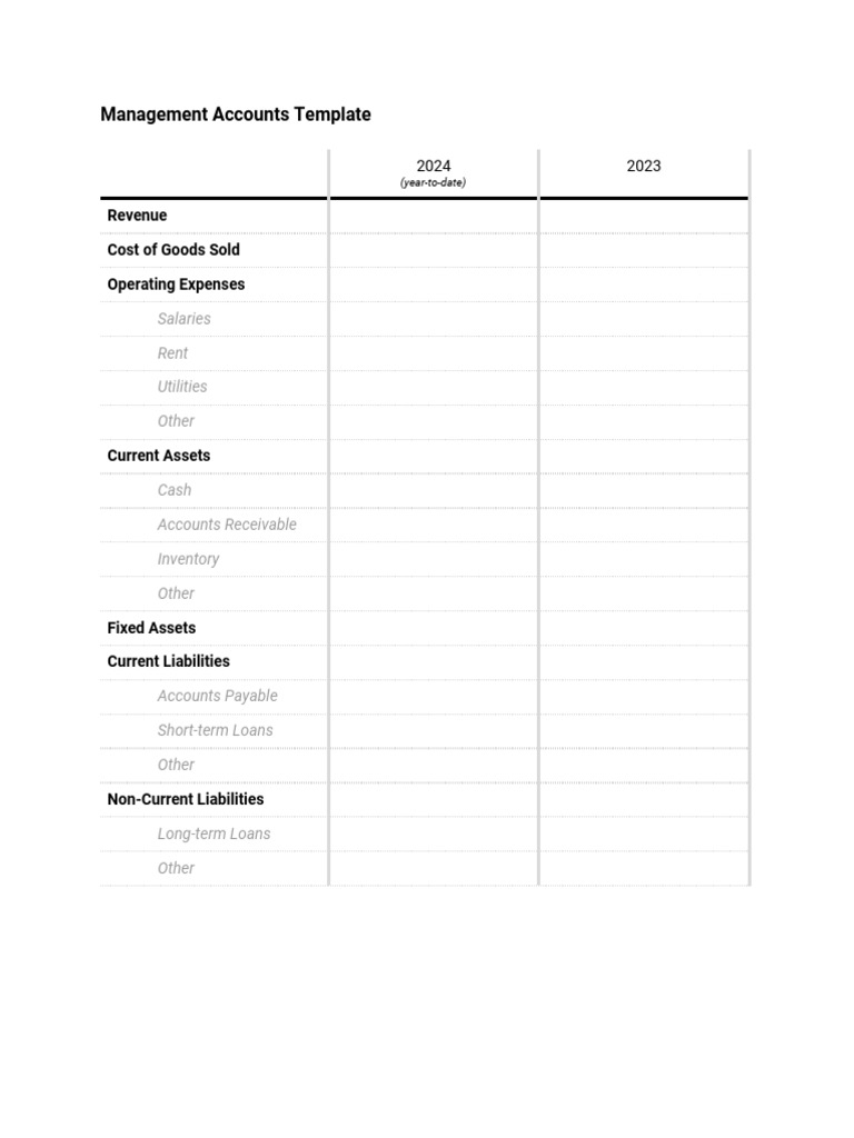 Management Accounts Template | PDF