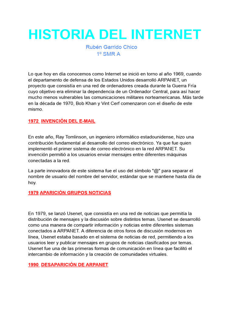 Historia Del Internet | PDF
