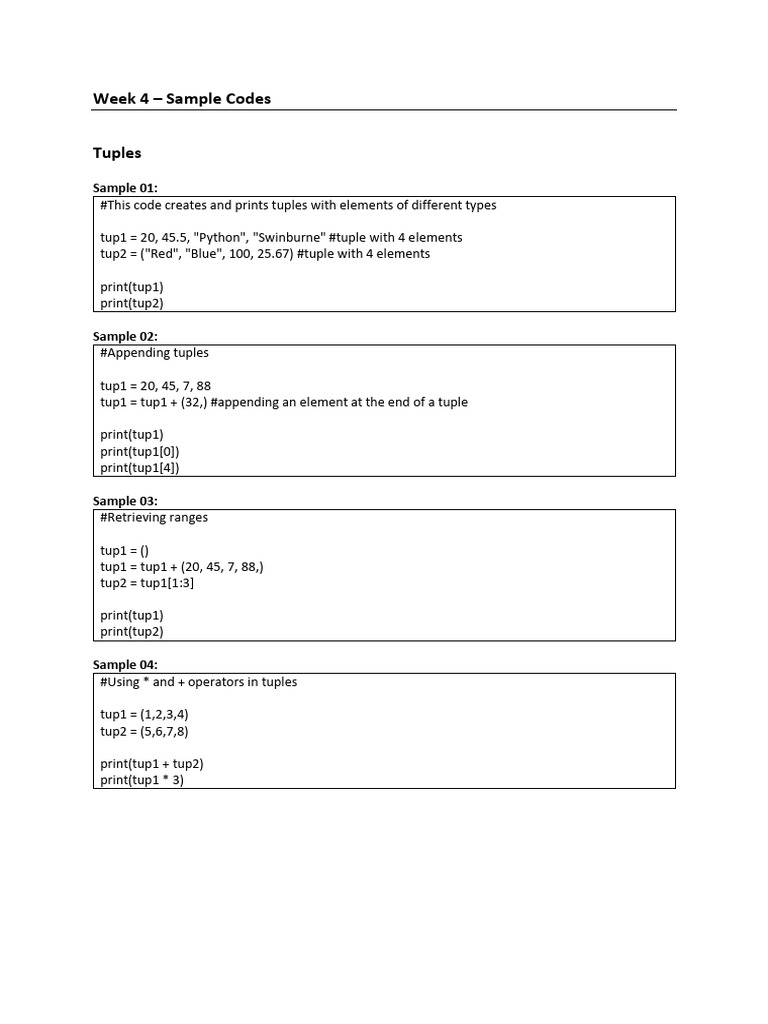 Week04 SampleCodes | PDF