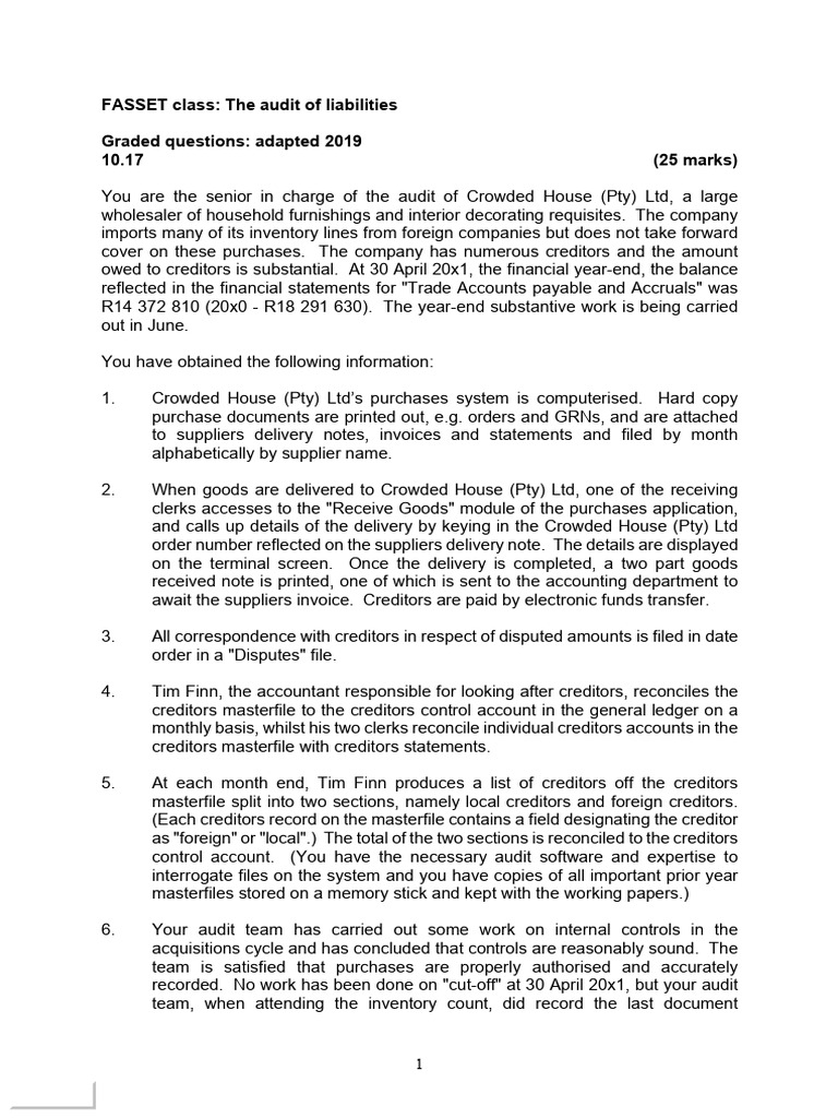 Auditing Liabilities Practical Example | PDF