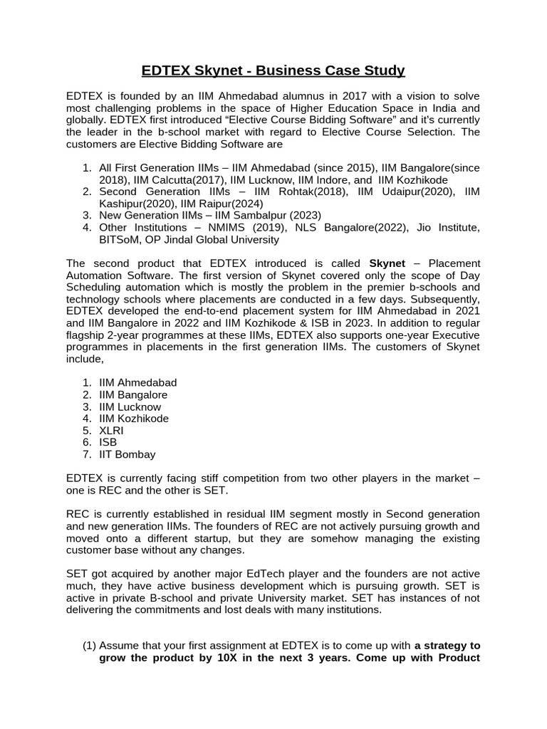 EDTEX Skynet - Business Case Study | PDF