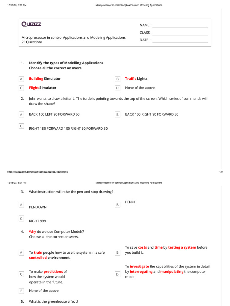 Microprocessor In Control Applications And Modeling Applications Pdf