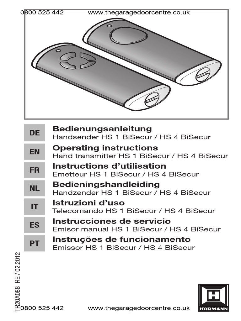 Hormann HS1 & HS4 Remote Controls | PDF