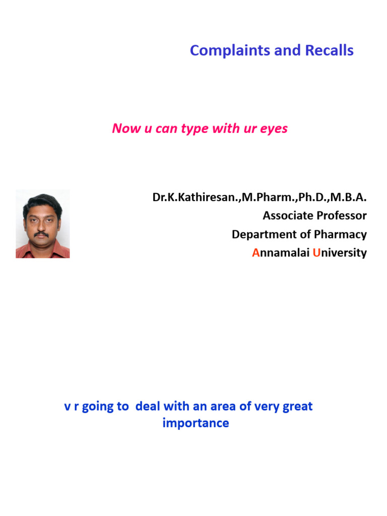 Complaints and Recalls in Pharma QA | PDF | Verification And Validation ...