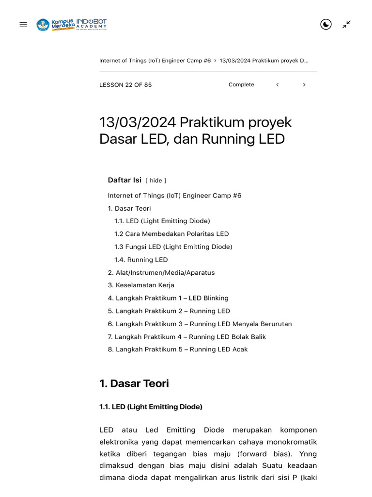 13 - 03 - 2024 Praktikum Proyek Dasar LED, Dan Running LED - Kampus ...