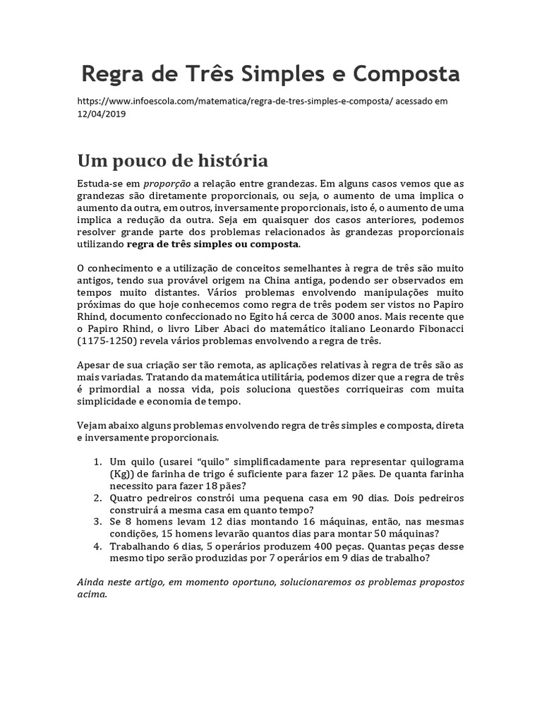 FM Regra de Tres Simples e Composta | PDF