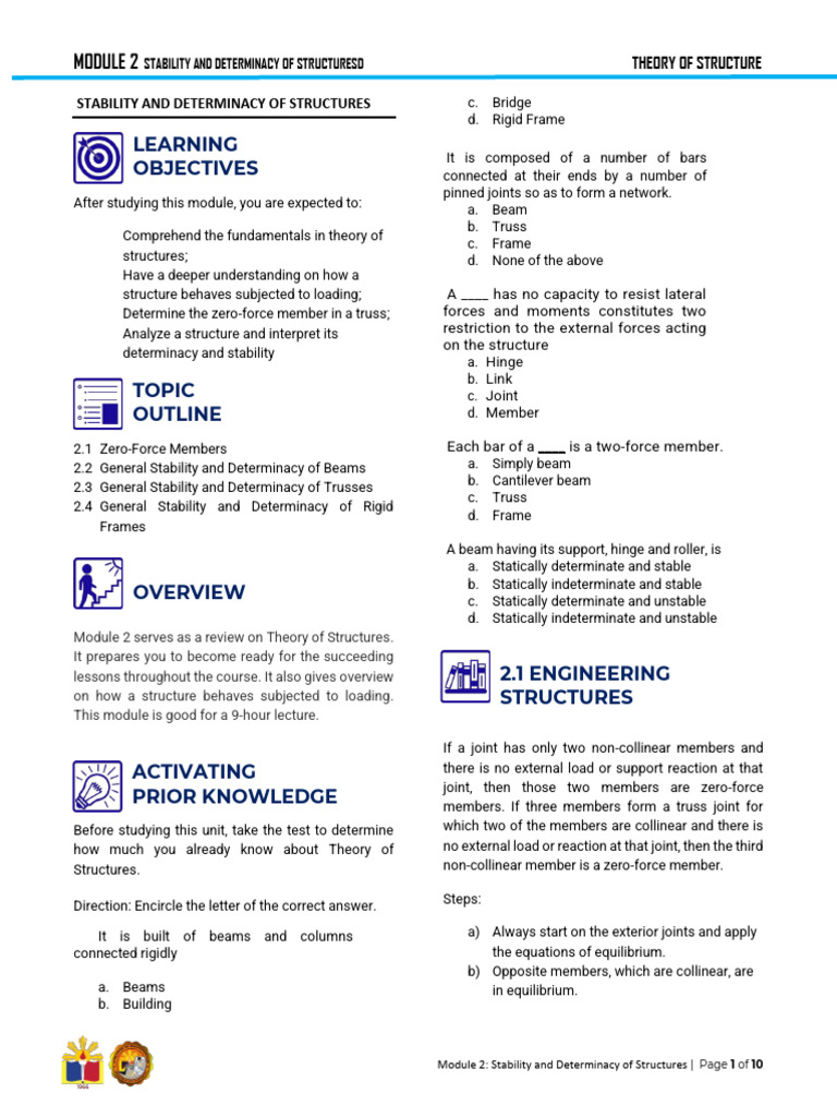 Module-2-Stability-and-Determinacy-of-Structures | PDF