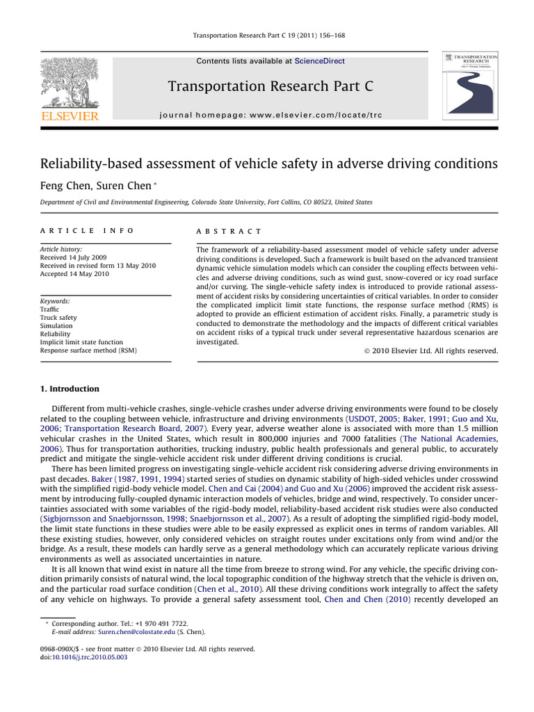 Reliability-Based Assessment of Vehicle Safety in Adverse Driving ...