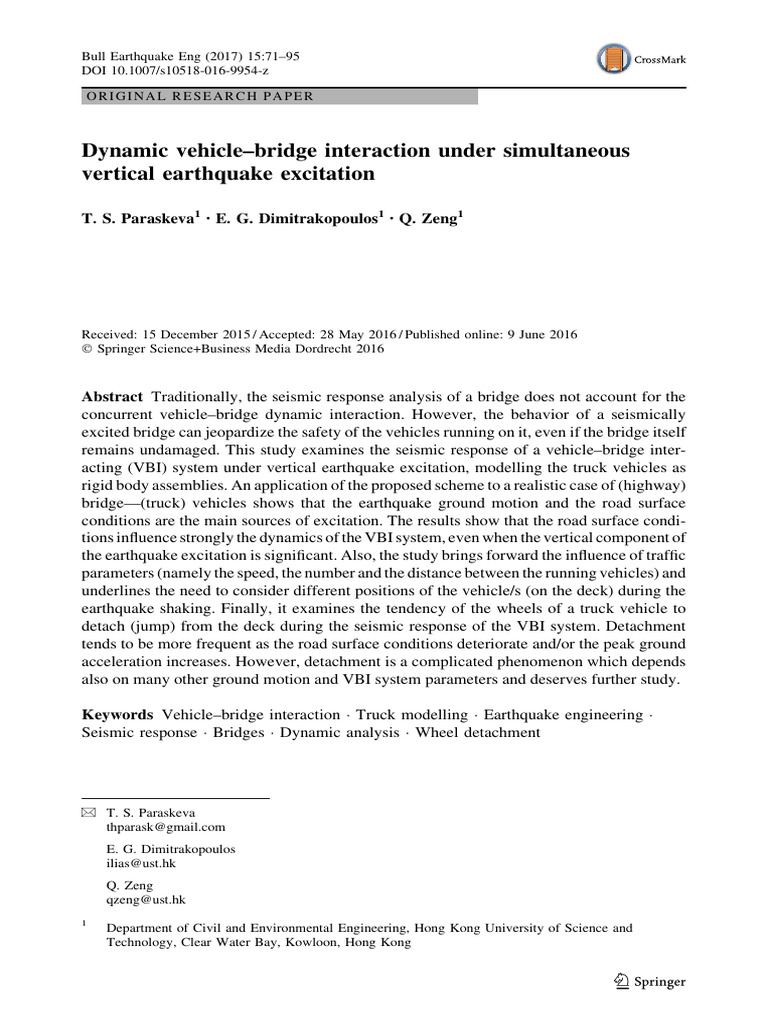 Dynamic Vehicle-Bridge Interaction Under Simultaneous | PDF