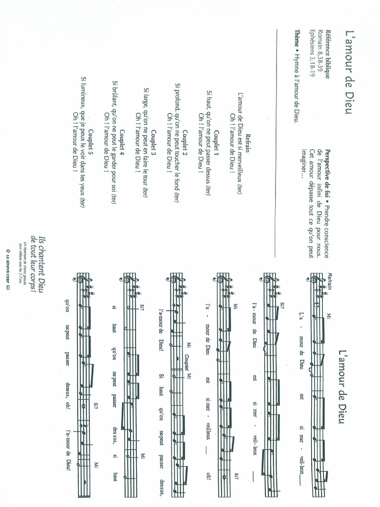 7 Et 7 Bis - Lamour de Dieu TEXTE Et PARTITION | PDF