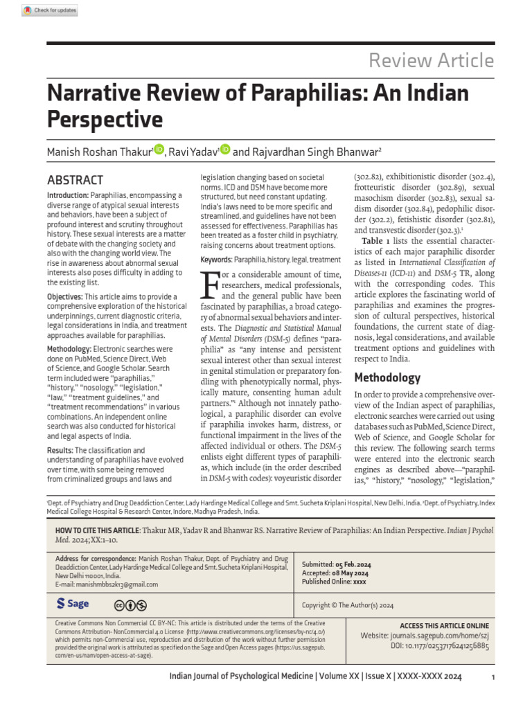 Paraphilias - An Overview | PDF