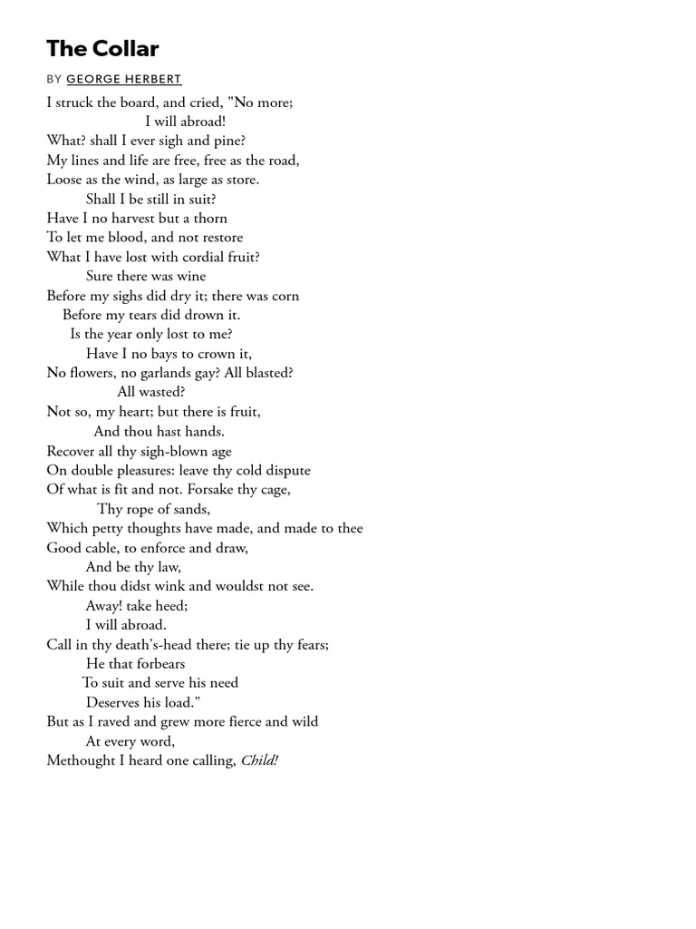 The Collar by George Herbert - Poetry Foundation | PDF