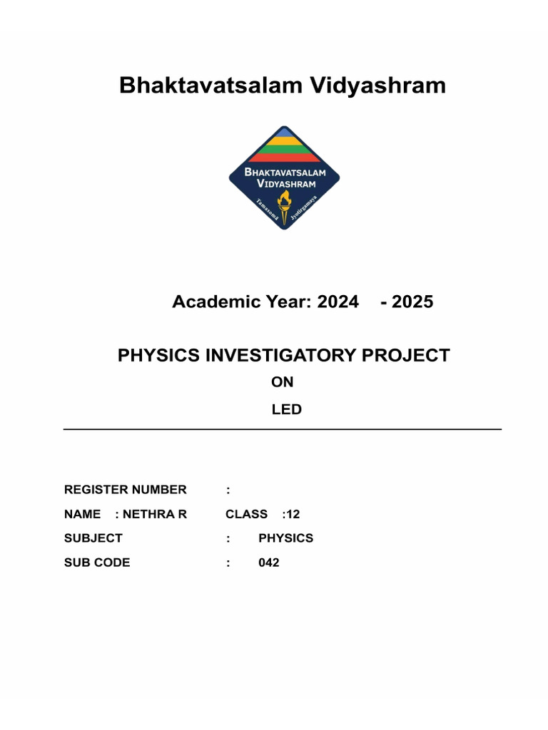 Physics Investigatory Project Nethra R | PDF