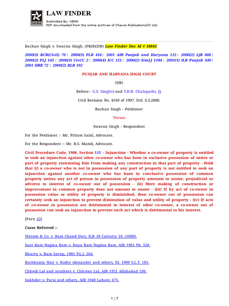 Bachan Singh Vs Swaran Singh | PDF