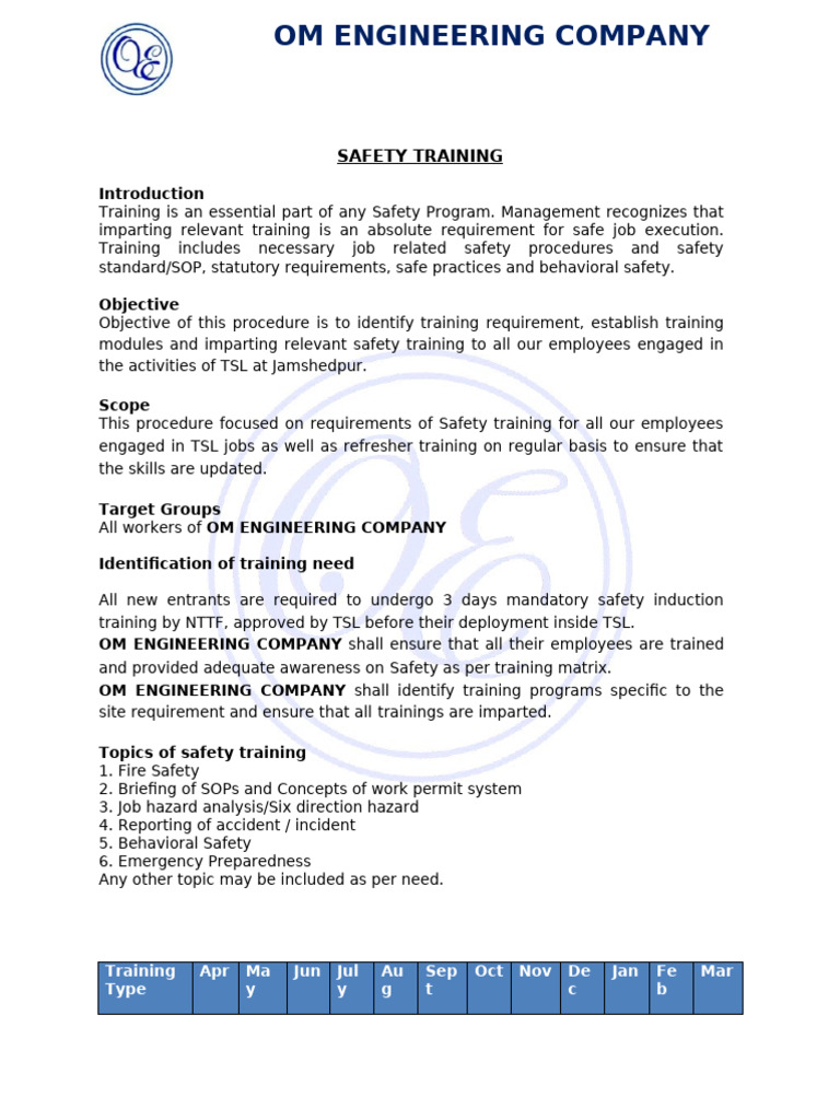 OEC SAFETY TRAINING | PDF