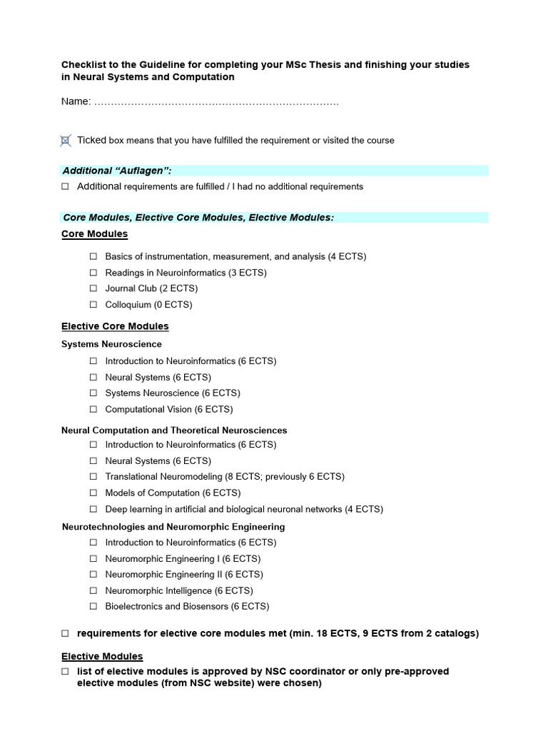 MSC Thesis Checklist | PDF
