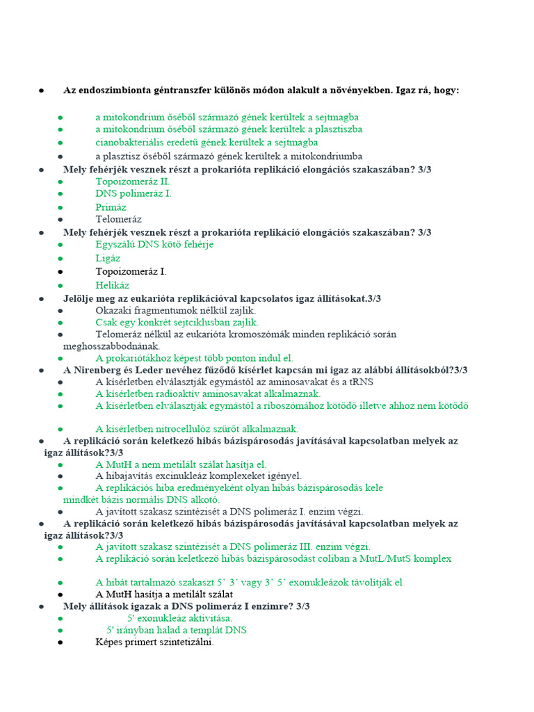 Molbi Összes Vizsgakérdés | PDF