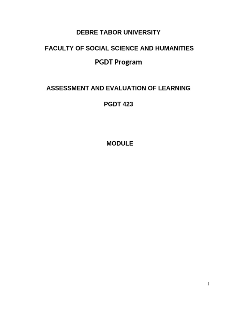 Assessment and Evaluation | PDF