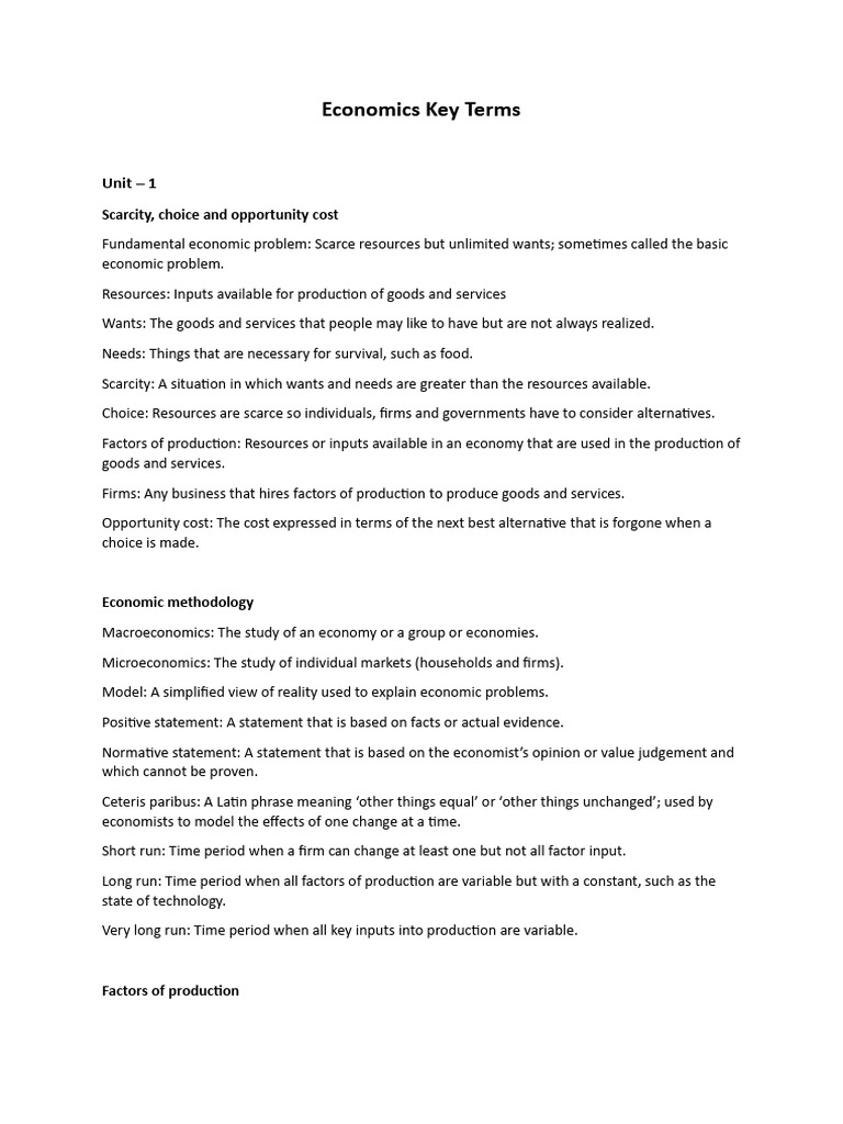 Eco Key Terms | PDF