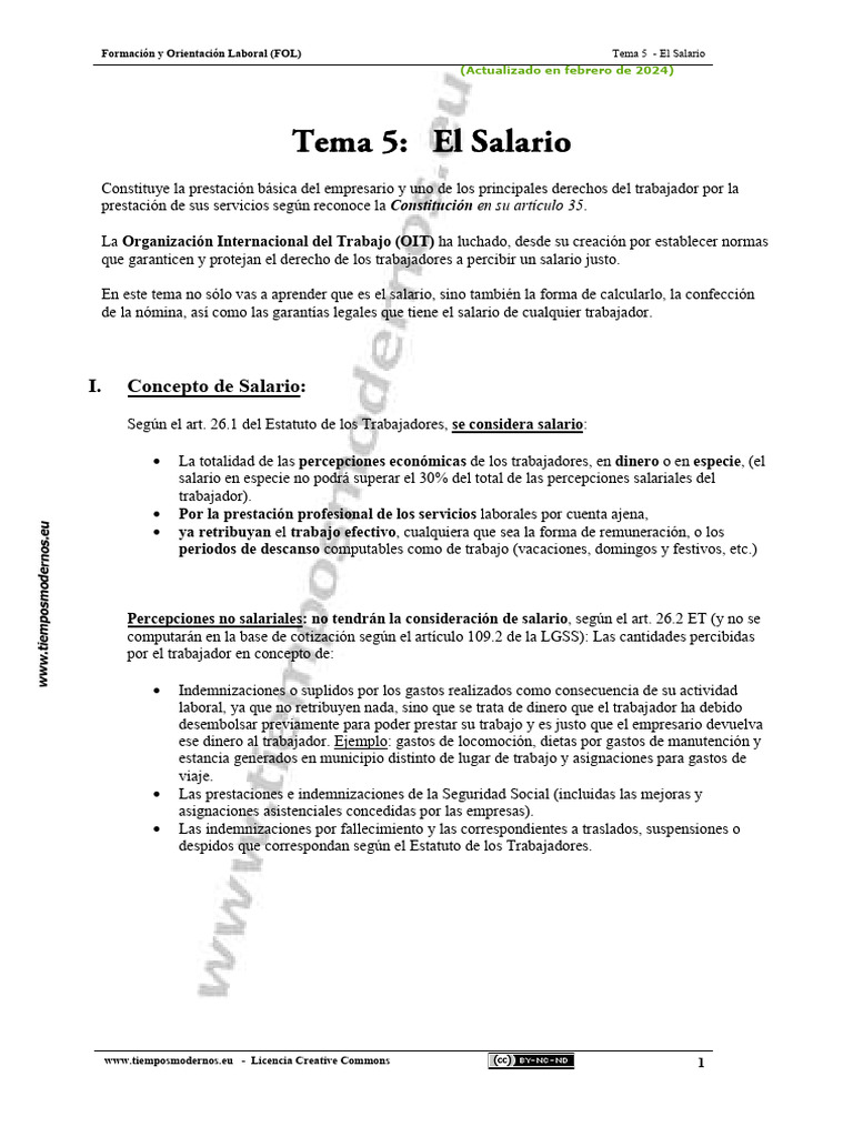 Tema 5 Fol El Salario | PDF