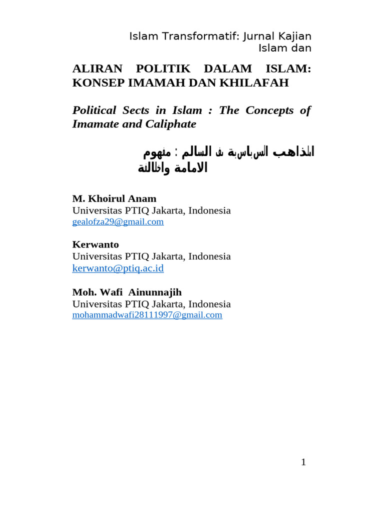 Konsep Imamah Dan Khilafah | PDF