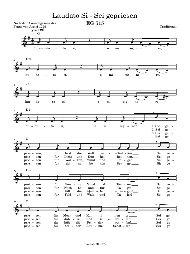 Laudato Si o Mi Signore - Sei Gepriesen Franz Von Assisi Laudato Si ...