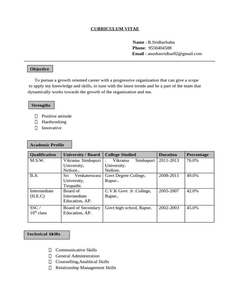 Sridhar Resume | PDF
