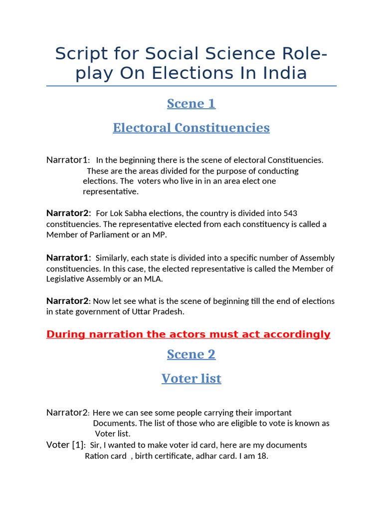 Roleplay Script On Elections Class 9 TH A | PDF | Oath Of Office | Voting