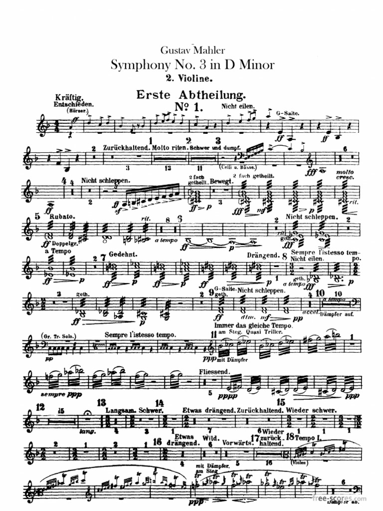 (Free Scores - Com) - Mahler Gustav Symphonie Dritte Symphonie Violins | PDF