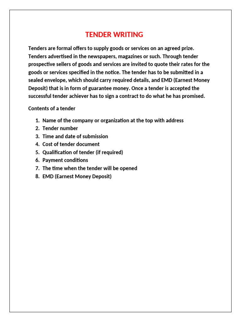 Tenders | PDF | Finance & Money Management