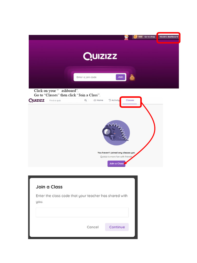 quizizz-joining-class | PDF