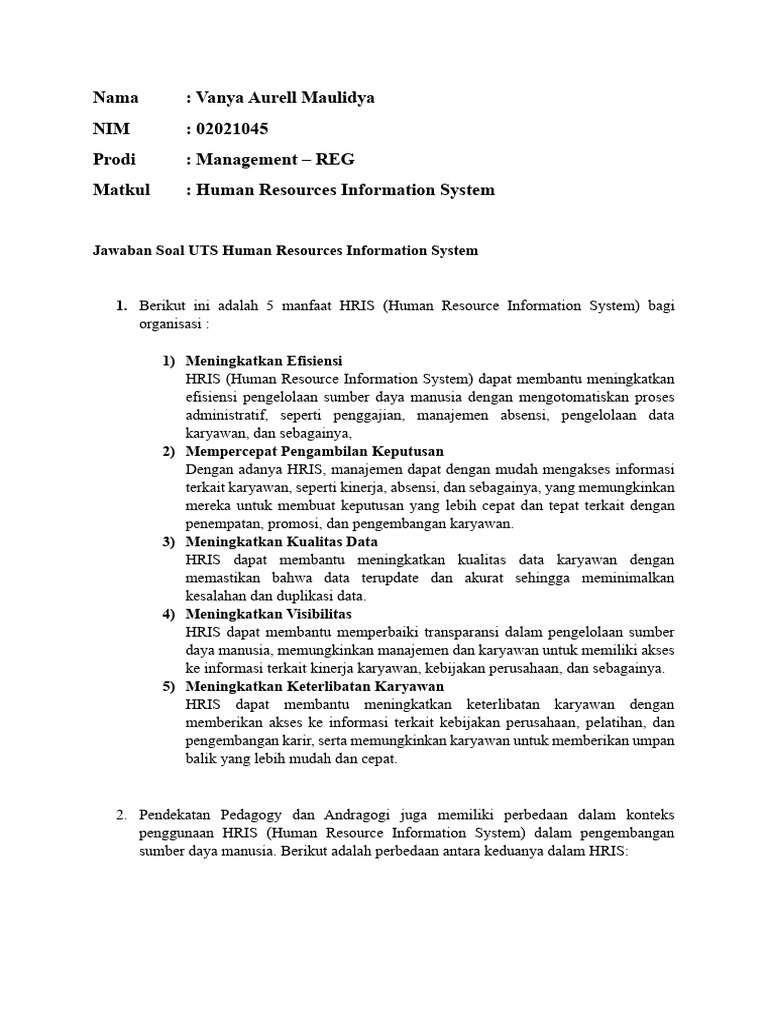 UTS Human Resources Information System | PDF