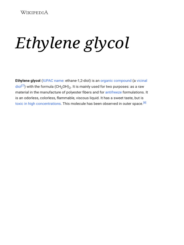 Ethylene Glycol - Wikipedia | PDF