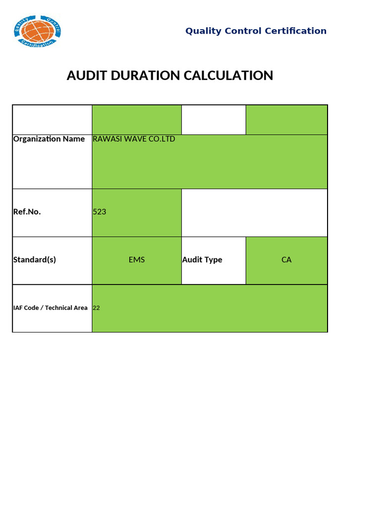 Man Days Calculation Sheet EMS CA Rev.00 | PDF