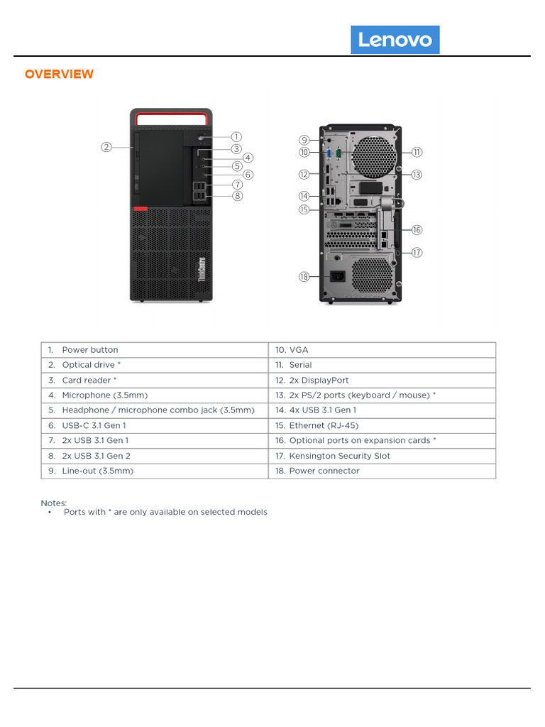 ThinkCentre M920 Tower Spec | PDF
